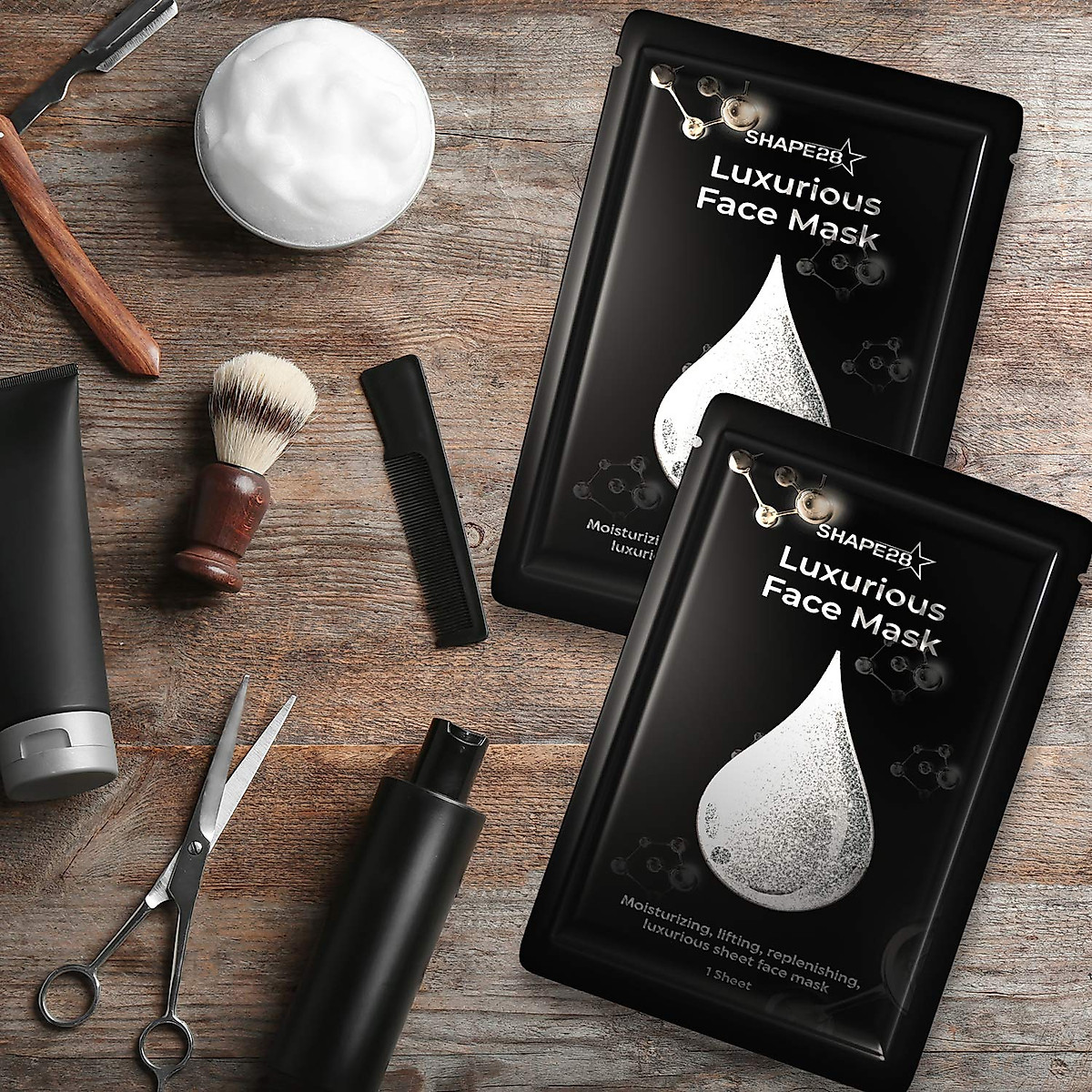 Shape28 Luxurious Face Mask For Men Skin Care Deep Cleansing Hydrating Face Mask Sheet 10 Sheets Minimize Pores Anti Aging Facial Mask