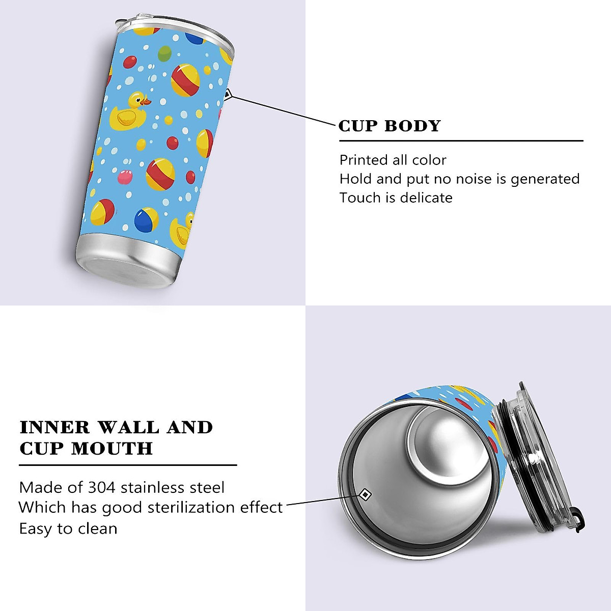 sanluoli Duckling in Bath Stainless Steel cups for men with Straw Lid coffee travel mug 20oz for gym modern insulated coffee tumbler 20 OZ