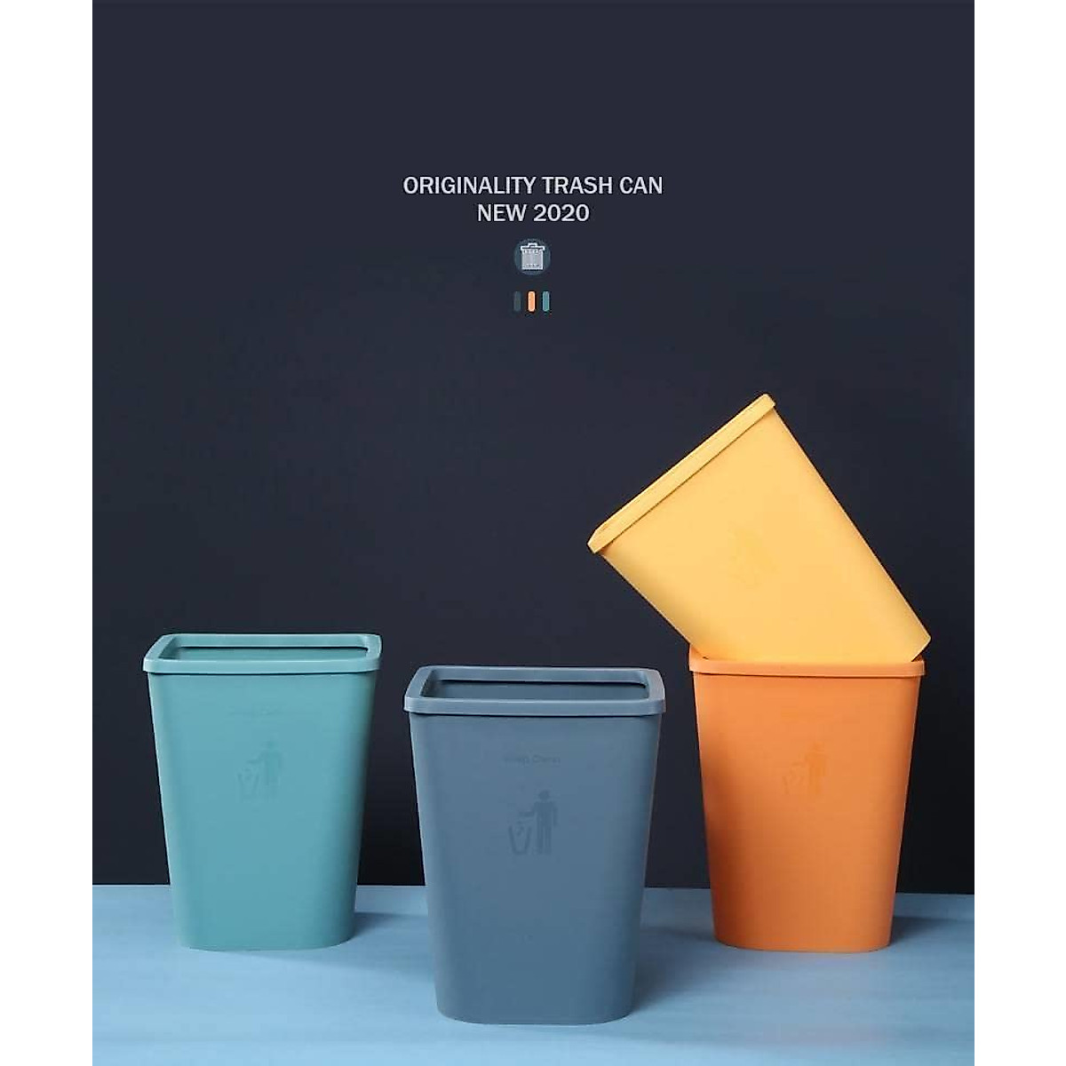 Krimo Plastic Small Trash Can Wastebasket, Garbage Container Bin with Handles for Bathroom, Kitchen, Home Office, Dorm, Kids Room(Orange)