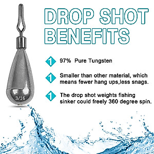 Tungsten Drop Shot Weights Fishing Weights Sinkers kit Tungsten Fishing Sinkers Swivels for Drop Shot Rig Bass Freshwater Saltwater Tackle Box