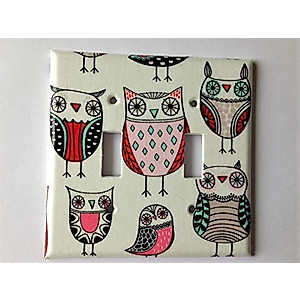 Turquoise And Coral Owls Light Switch Plate Cover Various Sizes Offered