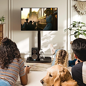 Greenstell TV Stand with LED Lights, Floor TV Stand for 32-70 inch TVs, Height Adjustable, Swivel Tall TV Stand, Eye Protection, Holds up to 110 Lbs, Max VESA 600x400mm