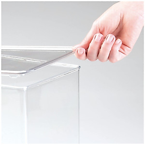 mDesign Stackable Plastic Closet Storage Container Shoebox with Hinge Lid - Individual Transparent Storage Organizer Containers for Shoes - Ligne Collection, Clear