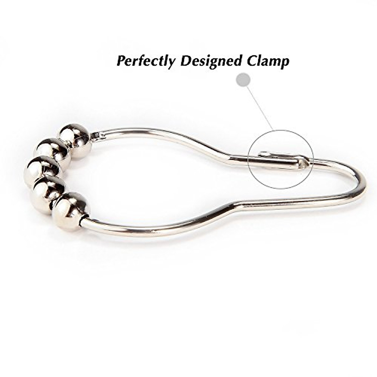 Bathroom Curtain Hooks Rustproof Steel Polished Chrome Shower Curtain Rings Set of 12