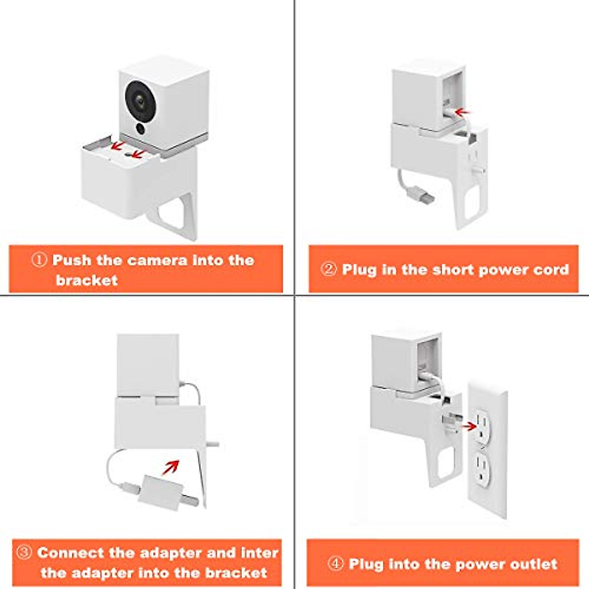 Wall Mount Compatible with Wyze Cam 1080p HD Camera, Compatible with Wyze Cam Pan, 360 Degree Swivel AC Outlet Wall Plug Mount Stand Holder Bracket (2 Pack)