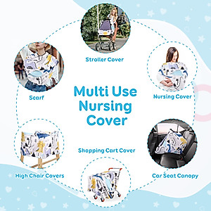 Baby Car Seat Covers, Car Seat Cover for Baby with Breathable Peep Window, Stretchy Nursing Covers Suitable All Seasons, Boys and Girls Shower Gifts, Breastfeeding Covers, Universal Fit, Dinosaur