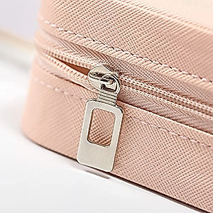 TRODANCE Mini Jewelry Travel Case,Small Travel Jewelry Organizer, Portable Jewelry Box Travel Mini Storage Organizer Portable Display Storage Box For Rings Earrings Necklaces (Pink)