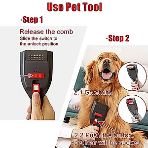 Portek Dog Hair Brush Vacuum Attachment for Most Vacuums, Pet Shedding Grooming Tool, Great for Dog Undercoat Removal, Deshedding Groomer, Extension Hose with Universal Adapters
