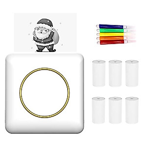 HXBER Mini Photo Printer, Mini Pocket Photo Printer Portable Thermal Printing Machine 203DPI Wireless BT Connection for Picture Lable DIY Handcraft List Meno Notes Journal Receipt Paper Instant