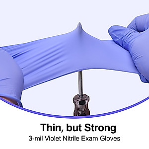 SwiftGrip Disposable Nitrile Exam Gloves, 3mil, Medium, Box of 100, Violet Nitrile Gloves Disposable Latex Free for Medical, Cleaning, Cooking & Esthetician, Food-Safe, Powder-Free, Purple