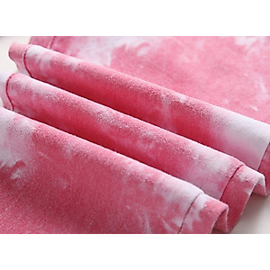 DANT BULUN Men's Fashion Casual Printed Jeans Stretch Skinny Denim Pants(W32,Pink)