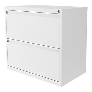 Hirsh 30" W 2 Drawer Metal Lateral File Cabinet Set White. Front to Back Rails, Fully Assembled