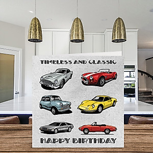 Vintage Birthday Cards for Him - Timeless & Classic Cars - Happy Birthday Card for Dad Husband Uncle Grandpa from Son Daughter, Father Birthday Gifts, 5.7 x 5.7 Inch Seasonal Greeting Cards Gift
