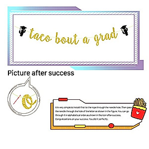 Taco Bout a Grad Banner, Taco Party Decorations Sign Decor, Congrats Grad, 2023 High School/College/Senior Graduation Party Decorations Supplies (Gold Glitter)