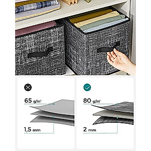 SONGMICS Storage Cubes and Cube Storage Organizer Bundle, 11-Inch Non-Woven Fabric Bins with Double Handles, 6 Cube Closet Organizers and Storage, Black UROB026B01 and ULPC06H