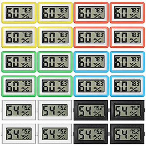 24 Pcs Temperature Humidity Meters Electronic Gauge Indoor Thermometer Hygrometer Small Humidity Meter Monitor Digital Hygrometer Mini LCD Display Fahrenheit for Garden, Fridge, Cellar, Closet