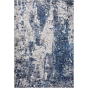 Area Rug Living Room Rugs: 5x7 Large Soft Indoor Carpet Modern Abstract Decor Rug with Non Slip Rubber Backing for Under Dining Table Nursery Home Office Bedroom Blue