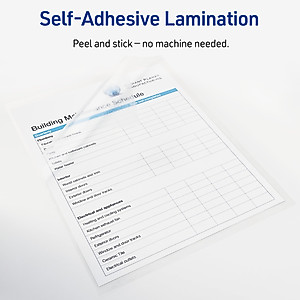 Avery 73601 Self-Adhesive Laminating Sheets, 9 x 12 Inch, Permanent Adhesive, 50 Clear Laminating Sheets