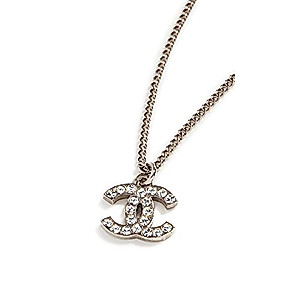 CHANEL Women's Pre-Loved CC Rhinestone Necklace, Gray/Silver, One Size