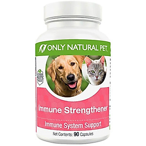 Only Natural Pet Immune System Strengthener Supplement for Dogs - Boost Healthy Cellular, Digestive, & Liver Function - Multivitamin Beta-Glucan & Antioxidant - 90 Capsules
