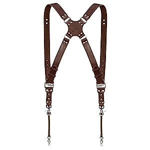 Camera Strap Accessories for Two-Cameras – Dual Shoulder Leather Harness – Multi Camera Gear for DSLR/SLR ProInStyle strap by Coiro