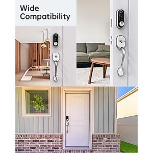 Keyless Entry Door Lock Handle: SMONET Smart Front Door Lock Set Alexa Deadbolt Locks Front Door Handle Bluetooth Electronic Digital Keypad Lock with APP Voice Control Keyfob Auto Lock for Home