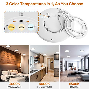 8PACK LED Flush Mount Ceiling Light Fixture, 3000K-4000K-6500K & 100W Equivalent Modern Kitchen Recessed Ceiling Lamp 15W 1500Lm 7.5 Inch Closet Round Surface for Bathroom Laundry Bedroom Hallway