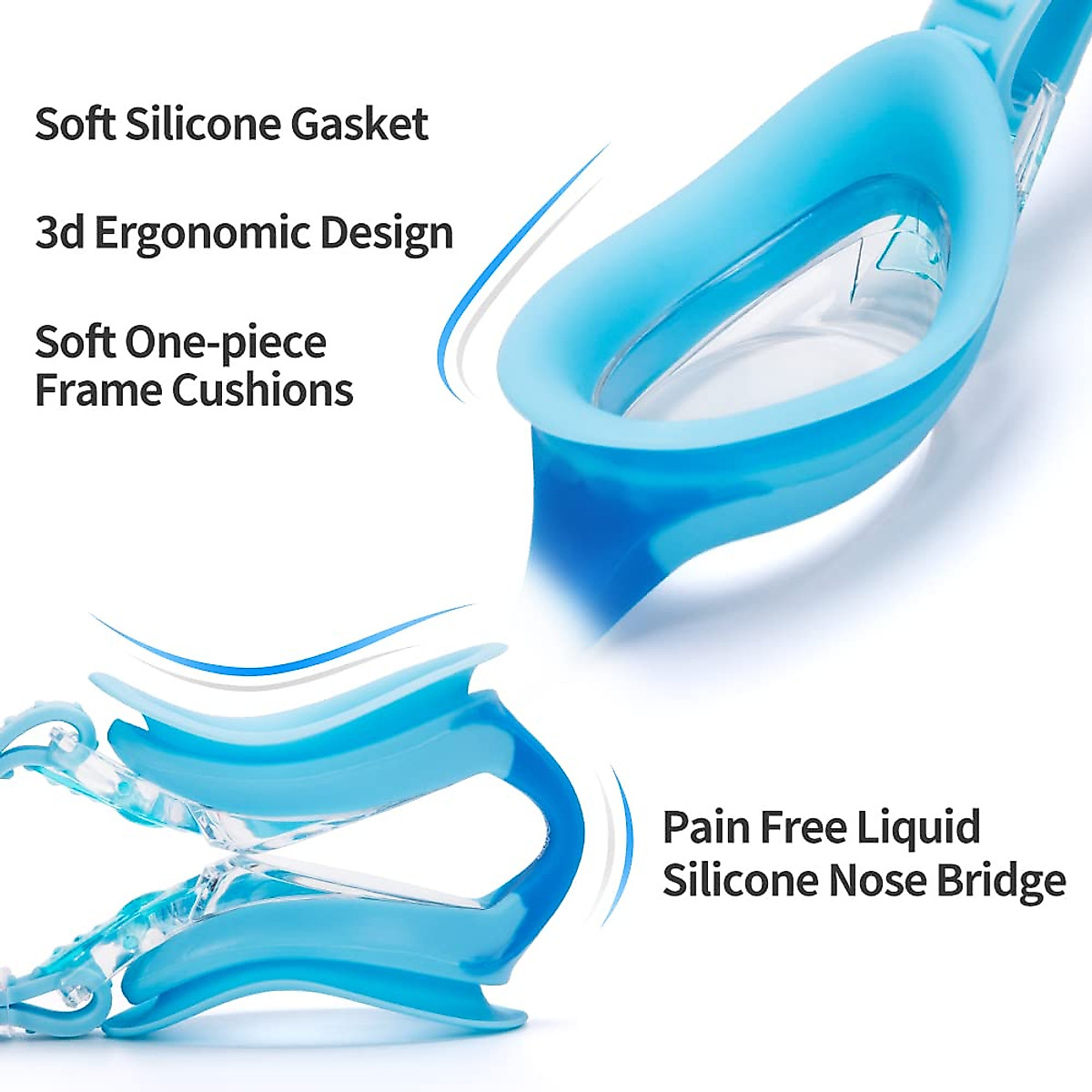 COPOZZ Kids Swimming Goggles, Child (Age 4-12) Waterproof Swim Goggles With Clear Vision Anti Fog UV Protection No Leak Soft Silicone Frame And Strap for Kid Boys Girls and Early Teens