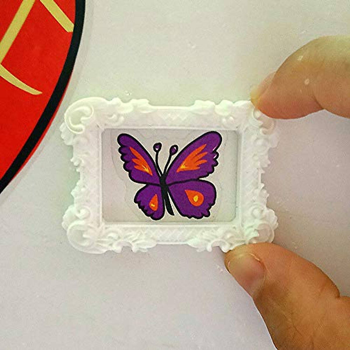 GEZICHTA Photo Frame 2pcs Display Image Furniture Gift Mini Home Decor Doll House Resin Painting Picture Album Crafts Miniature Art(White)