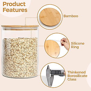 ComSaf Glass Jar with Airtight Lid (102 oz/3 liter), Large Glass Food Storage Container with Bamboo Lid, Clear Glass Food Canister for Kithen Storage, Wide Mouth Easy Access