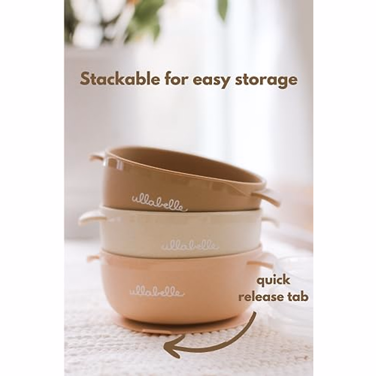 Ullabelle Silicone Baby Bowls with Lids | Toddler Food Storage Bowls Set (Desert Rose)