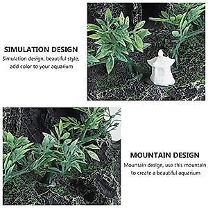 balacoo Aquarium Mountain View Stone Ornament Tree Rock Cave Fish Tank Decoration Fish Hiding Cave