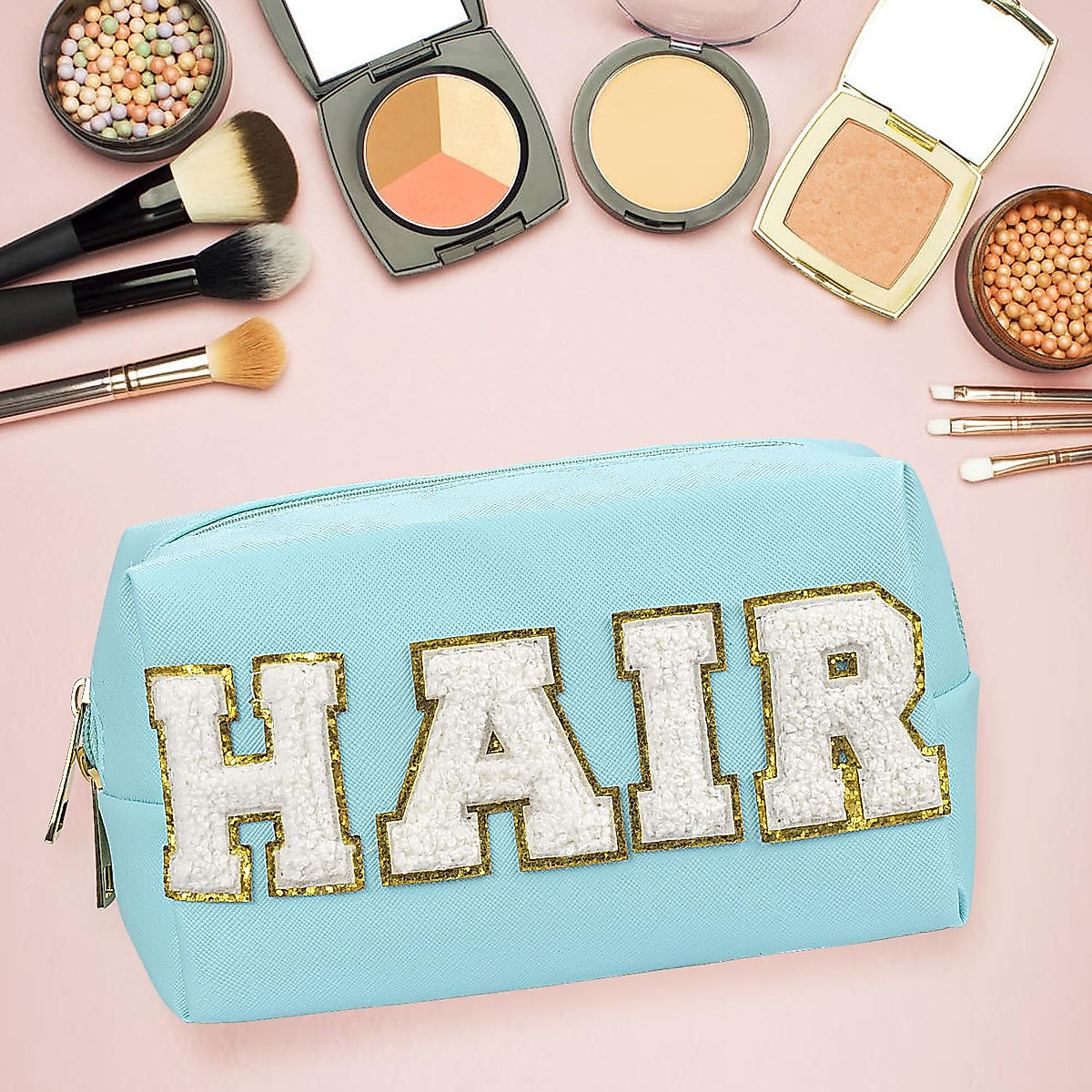 Gosuoa Preppy Makeup Bag,Skincare Bag,PU Leather Portable Waterproof Preppy Stuff for Travel Toiletry Bag,Makeup Bag for Girls Women