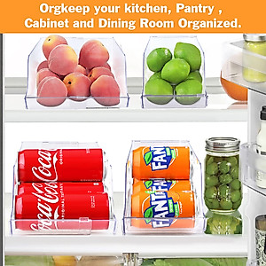 Soda Can Organizer for Refrigerator Foldable Can Holder Dispenser, Soda Can Organizer for pantry, Freezer, Holds Up to 9 Cans Each, BPA-Free, Clear Design
