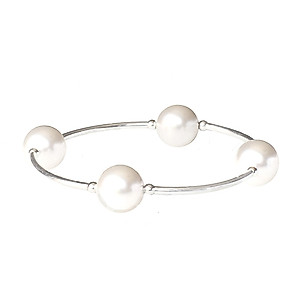 Made As Intended Blessing Bracelets Trio in White Crystal Pearls