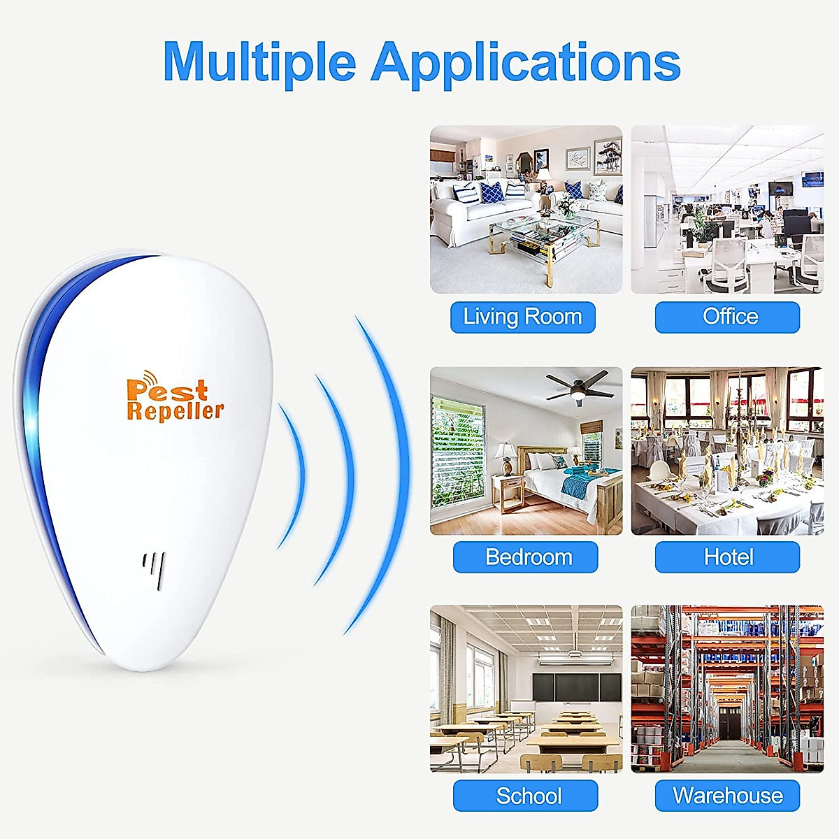 Ultrasonic Pest Repeller - 6 Pack, Electronic Mouse Repellent, Indoor Rodent Repellent，Rat Repellent Plug in，Insect Repellent，Pest Control for Mosquitoes，Ants，Mice，Squirrel,Fly，Cockroaches