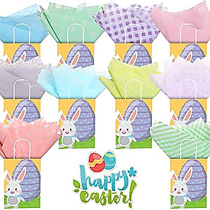 SANNIX 100 Sheets Spring Easter Tissue Paper Pink Green Blue Bulk Gift Wrapping Paper for Easter Gift Wrapping DIY Crafts Birthday Party Spring Decoration 19.7 ×13.8 Inch (10 Patterns)