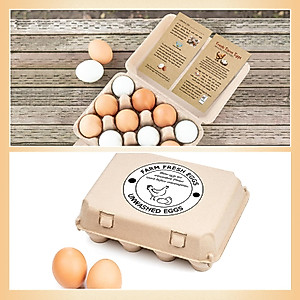 ZANHIX 200 Pcs Farm Fresh Eggs Handling Instructions and 500 Pcs Egg Cartons Labels, 2 x 3.5 Inches Egg Stamps for Fresh Eggs Card, 2 Inch Egg Carton Stickers for Fresh Eggs Sign
