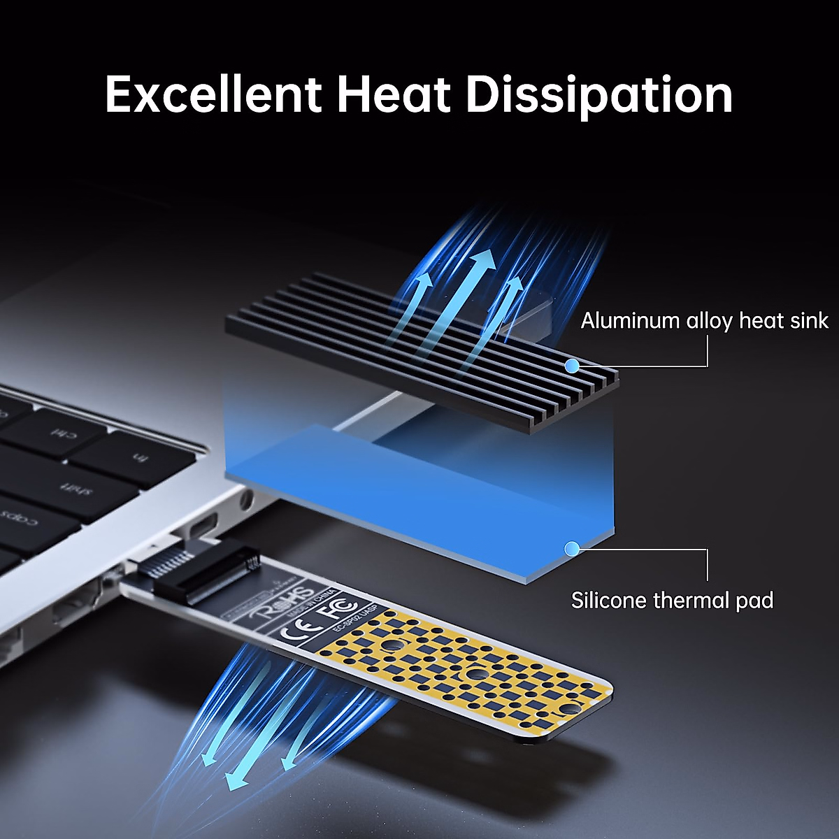 ANYOYO M.2 to USB Adapter, NVME to USB Adapter M.2 to USB 3.1 Adapter 10 Gbps Converter Reader Compatible with M.2 NVMe/SATA(NGFF) SSD Based M Key and B+M Key Support 2242 2260 2280 Size SSD