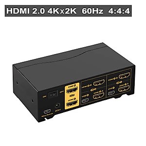 2 Port Dual Monitor KVM Switch HDMI 4K@60Hz YUV 4:4:4 with Audio Outputs and USB 2.0 HUB CKL-922HUA-2