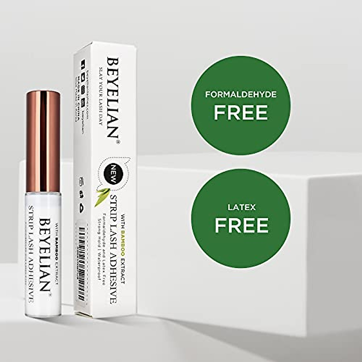 BEYELIAN Eyelash Glue, Lash Glue, Clear False Eyelash Glue with Bamboo Extract,Latex Free, Sensitive Eyes,Waterproof, Strong Hold,5g