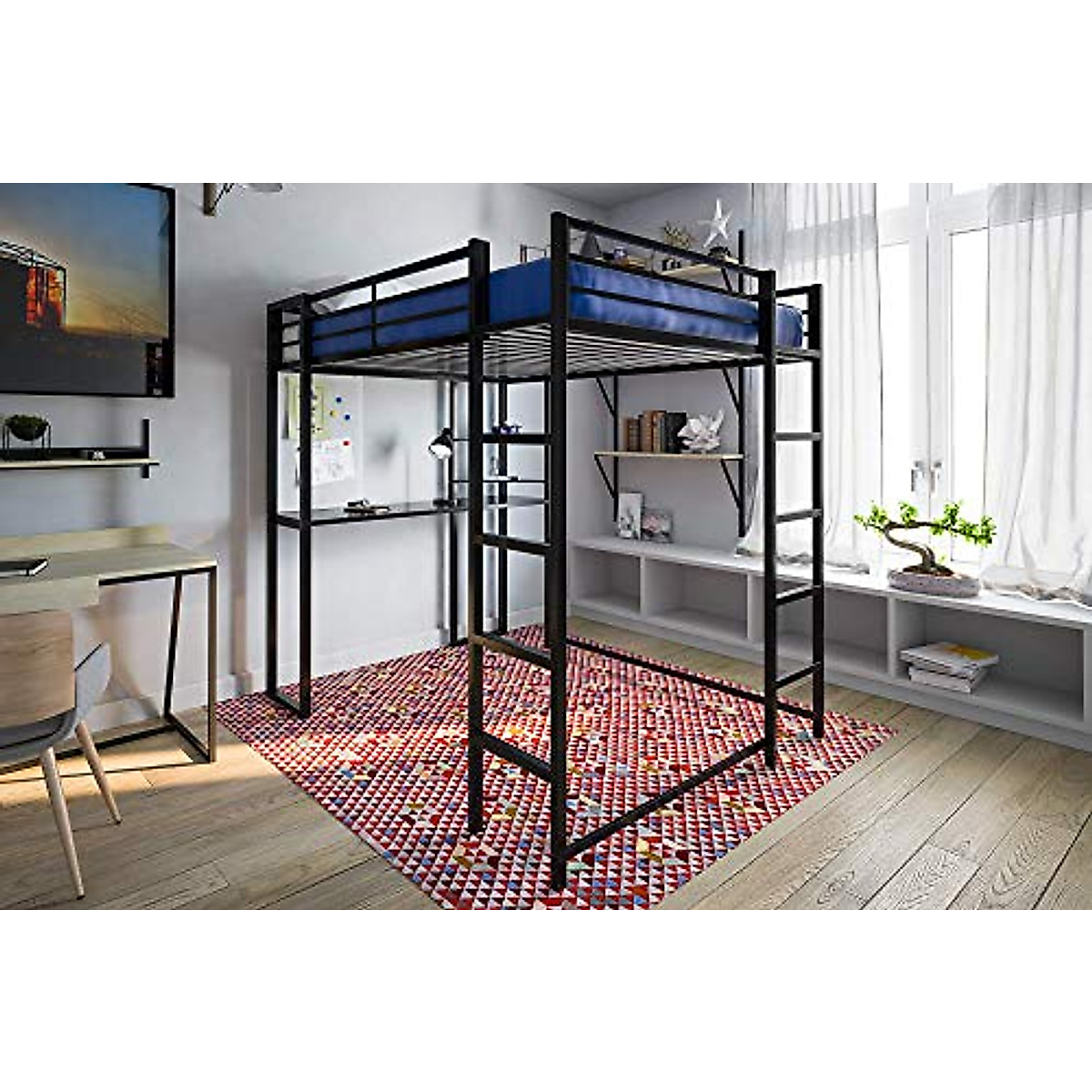 DHP Abode Full Size Metal Loft Bed, Black