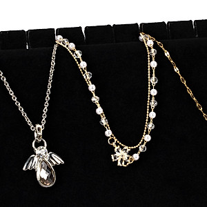 Yoimori Necklace Holder, 3 Tier Necklace Organizer Stand with Velvet, Wood Necklace Display Stands for Selling, Jewelry Display Stand for 72 Necklaces Bracelets (Brown)