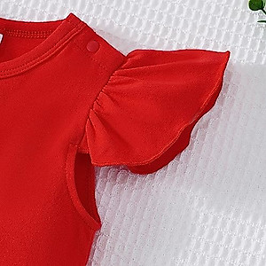 Infant Girl Tutu Dress Baby Girl Ruffle Romper Dress Toddler Girl Solid Color Skirts with Headband Summer Clothes (Red, 6-12 Months)