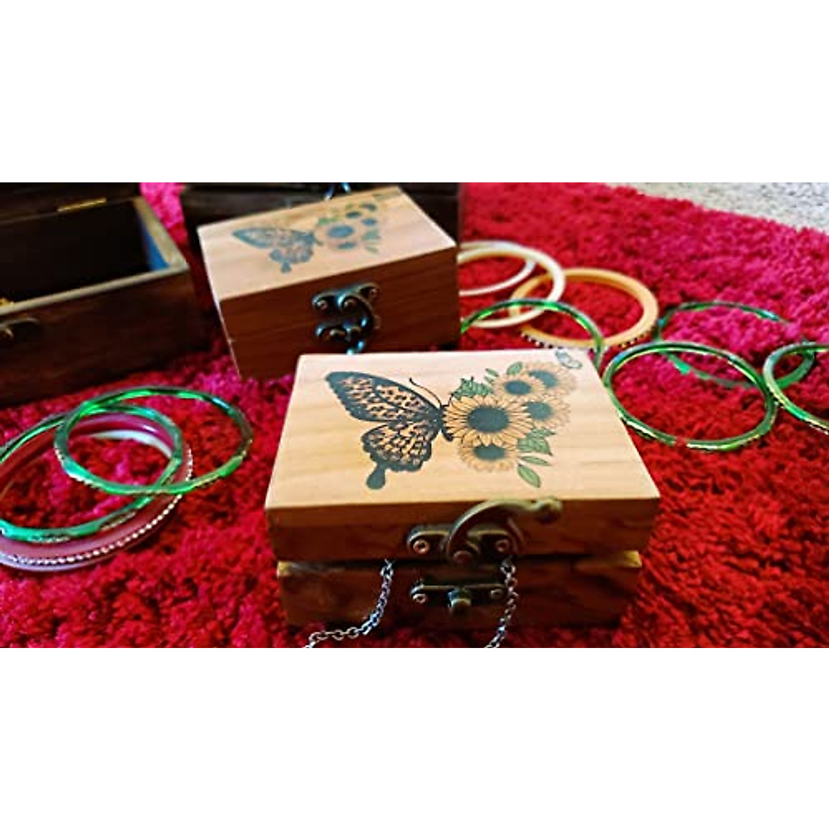 Sunflower Butterfly Trinket Box Small Jewelry Keepsake Box | Earrings Necklace Storage Box for Girls Women | Gift Idea Valentine's Day, Birthday Christmas, Weddings, Animals Ornaments for Home Décor