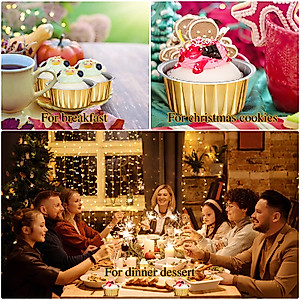 200 Pack Aluminum Foil Cupcake Baking Cups 5oz Cupcake Liners Dessert Cups with Lids Disposable Cupcake Cups Mini Cake Containers Flan Molds Tin Mini Muffin Liners for Wedding Birthday (Gold)