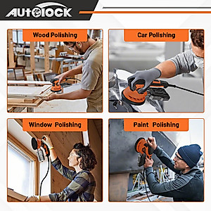 Autolock 350W 5 Inch Random Orbital Sander, 13000 RPM Electric Orbital Sander with 7 Variable Speeds, 2.8AMP Corded Palm Sander Kit with Dust Collection System for Woodworking & Sanding, 15 Sandpapers