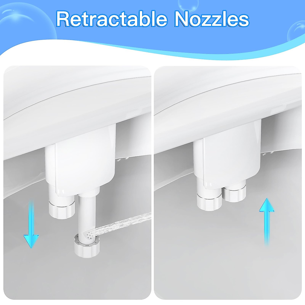 Bidet Attachment for Toilet Hot and Cold, Non-Electric Mechanical Bidet Bidet Toilet Attachment with Dual Nozzle, Rear &Feminine Wash, Fresh Water Sprayer with Adjustable Water Pressure