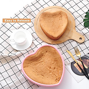 REKIDOOL Silicone Muffin Pans Cupcake Set,4 Inches Hearts Shaped Silicone Baking Pans Molds Nonstick Cupcake Liners Silicone Baking Cups (Pack of 4, Pink)