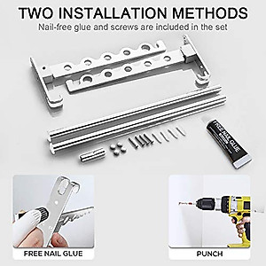 LIVEHITOP Wall Mounted Clothes Rack, Space Saving Wall Hanger Airer Hanging Rail Rod for Laundry Bedroom Bathroom (Silver)